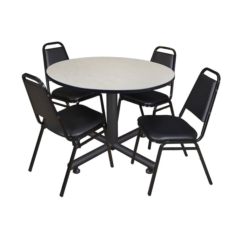 Kobe Black Metal/Laminate 48-inch Round Breakroom Table and 4 ...