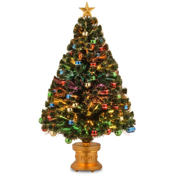 National Tree Company 4 ft. Multicolored Fiber Optic Fireworks Tree ...