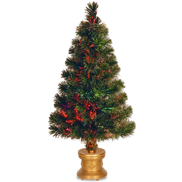 National Tree Company 32 in. Fiber Optic Fireworks Evergreen Tree - Bed ...