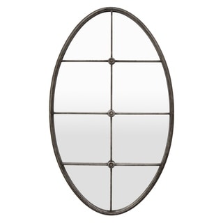 Three Hands Silver Oval Decorative Wall Mirror with Mullion Detail - 23 ...
