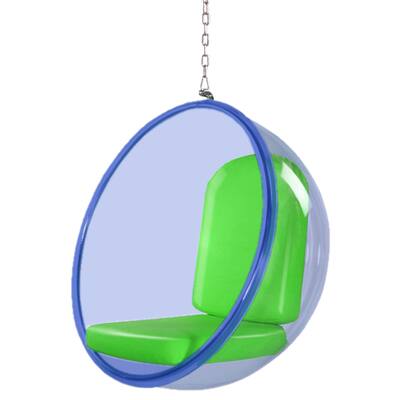Green/Blue Acrylic Bubble Hanging Chair - Overstock - 12837890