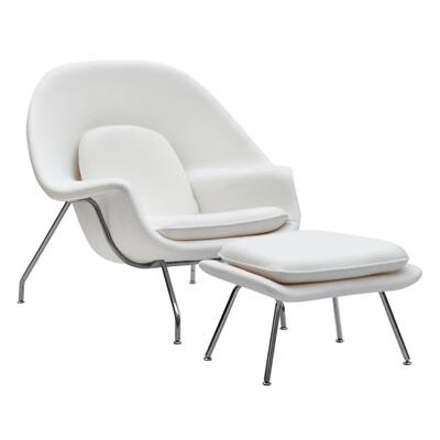 Woom White Wool Chair and Ottoman - Overstock - 12837913