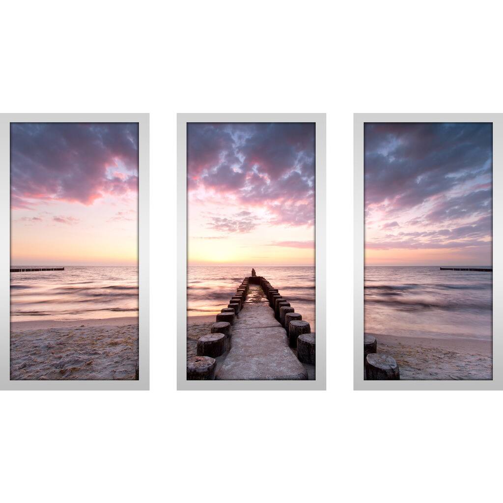 "Sunset Waters" Framed Plexiglass Wall Art Set of 3 - Overstock - 12851029