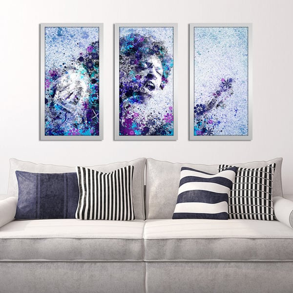 Bekim Mehovic "Jimi Hendrix Ii" Framed Plexiglass Wall Art Set of 3 ...