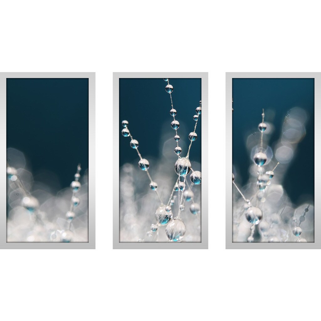 Sharon Johnstone "Indigo Sparkles" Framed Plexiglass Wall Art Set of 3 ...