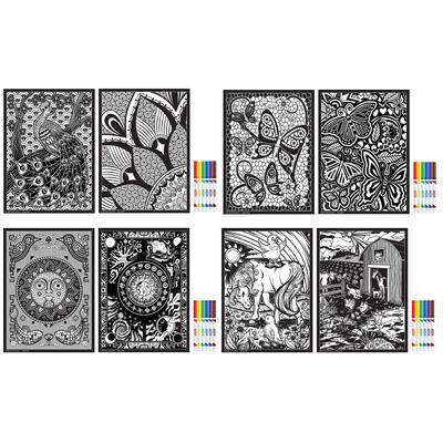 Rose Art DDH22 11" X 15" Fuzzy & Line Art Poster Assorted Styles ...