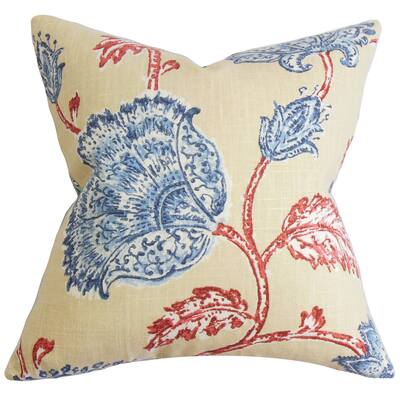 Parthenia Floral Euro Sham Red Blue - Overstock - 12873224