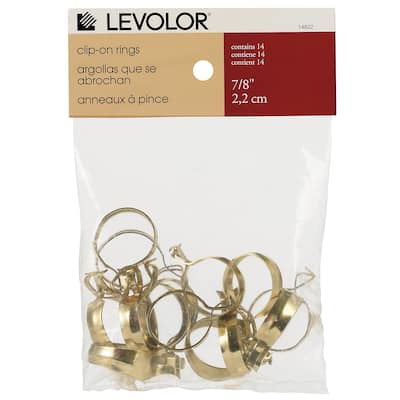 Levolor 7/8-inch Brass Curtain Rod Round Ring Clips 14-count ...