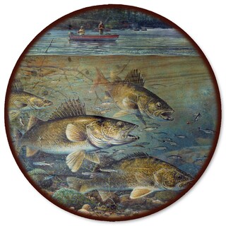 House & Homebody Co. Fisherman's Walleye Steel/Wood Lazy Susan - 18 x ...