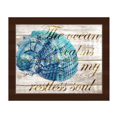 Ocean Calms My Restless Soul' Framed Ready-to-hang Canvas Wall Art ...