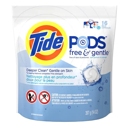 Tide 93829 Free & Clear 3-In-1 Tide Laundry Detergent Pods 16 Count ...