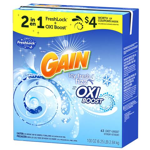 Gain 84918 100 Oz Gain Ultra Powder Detergent With Oxi Booster - White ...