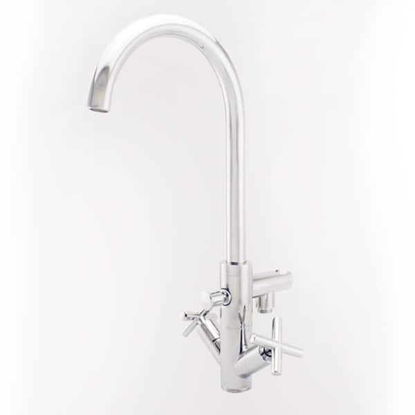 HelixBath Alamere Gooseneck Freestanding Modern Tub Faucet, Chrome with ...