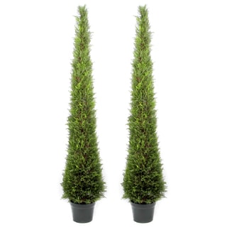 Admired by Nature 6-foot Artificial Cypress Topiary in Resin Pot (Set ...