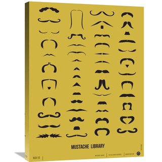 Naxart Studio 'Mustache Library Poster' Stretched Canvas Wall Art - Bed ...