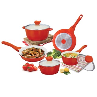 Orange Die-cast Aluminum Cookware Set (8-piece Set) - Bed Bath & Beyond ...