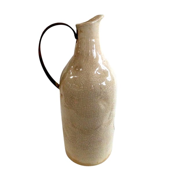 Jeco Beige Ceramic Small Pitcher With Metal Handle - Bed Bath & Beyond ...