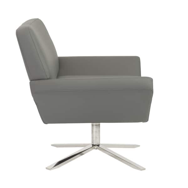 Carlotta Lounge Chair in Gray with Brushed Stainless Steel - Bed Bath ...