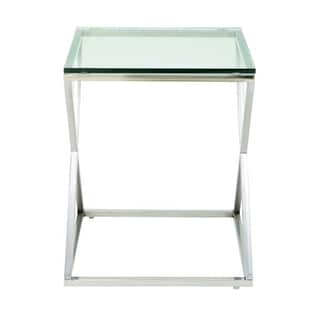 Studio 350 Stainless Steel Glass Side Table 20 inches wide, 25 inches ...