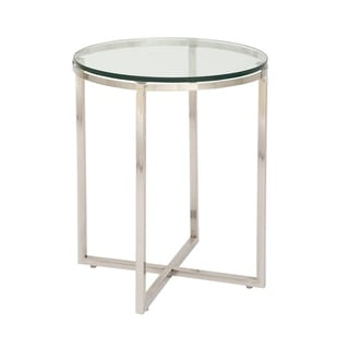 Marvelous Stainless Steel Glass Side Table - Bed Bath & Beyond - 13004251