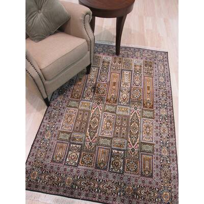Hand-knotted Silk Traditional Oriental Kashmir Rug - 4' x 6 ...