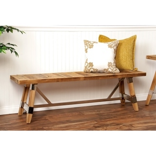Rustic 17 x 59 Inch Wood and Stainless Steel Bench by Studio 350 - Bed ...