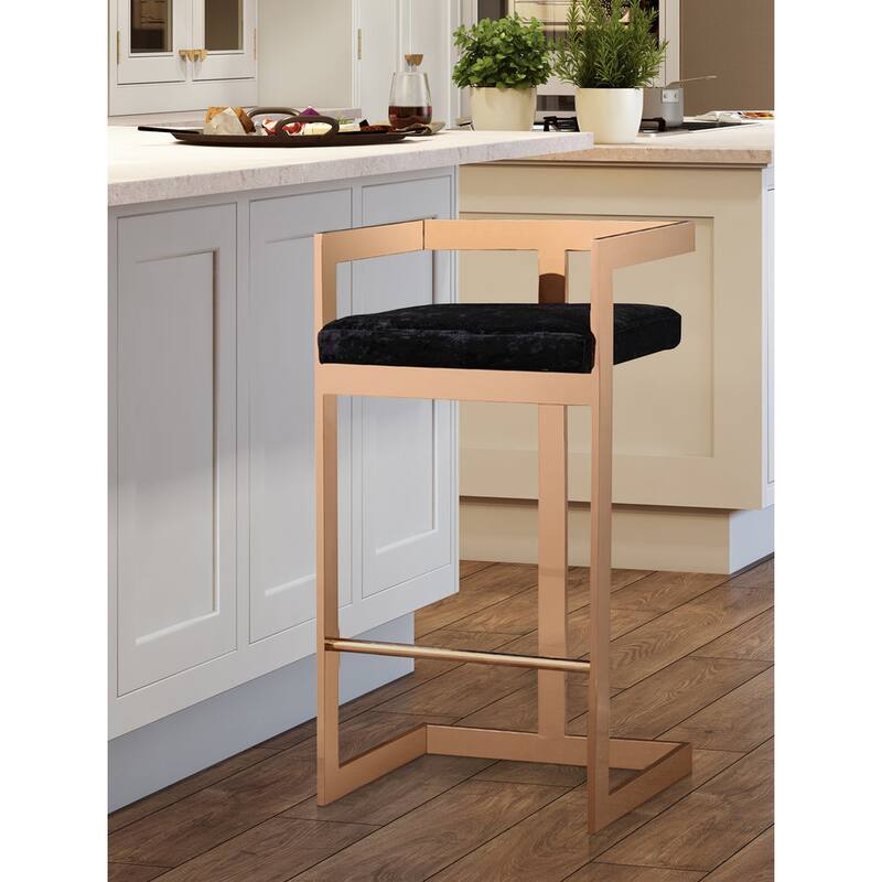 Marquee Black Velvet Counter Stool - Overstock - 13027232