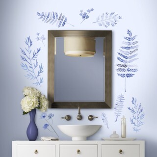 Kathy Davis Blue Watercolor Fern Peel-and-Stick Wall Decals - Bed Bath & Beyond - 13027619