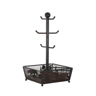Mossy Oak Black Wrought Iron Mug Tree with Bottom Basket - Bed Bath ...