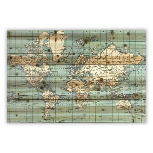 'World Map' Wood Plank Wall Art - Bed Bath & Beyond - 13046515