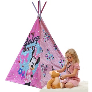 Disney Minnie Mouse Wood and Canvas Teepee Play Tent With Carry Bag ...