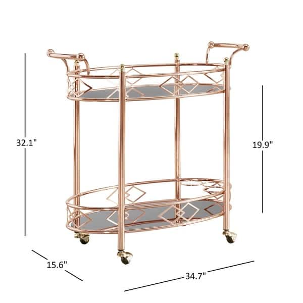Metropolitan Rose Gold Metal Black Glass Bar Cart by iNSPIRE Q Bold ...