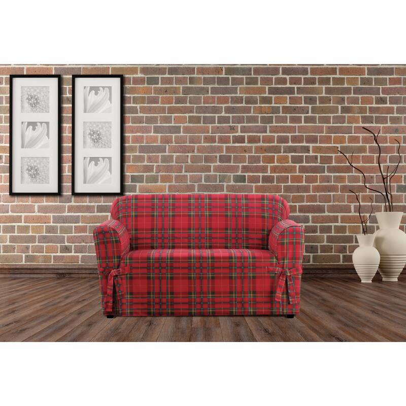 Sure Fit Highland Holiday Plaid Loveseat Slipcover - 58 - 73 ...
