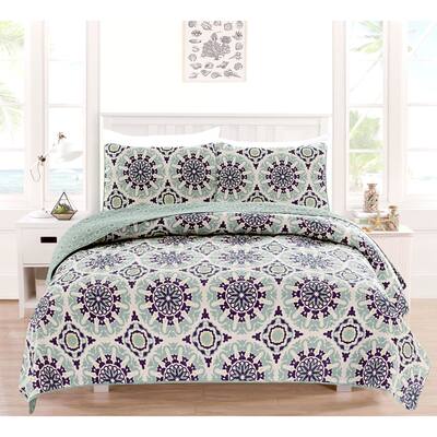Delano Collection 3-Piece Printed Quilt Set with Shams - Overstock ...