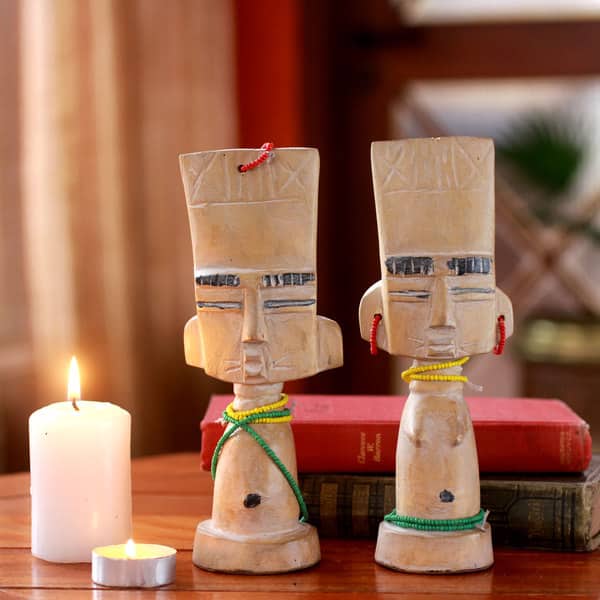 Set of 2 Handcrafted Sese Wood 'Fante Fertility Twins' Sculptures ...