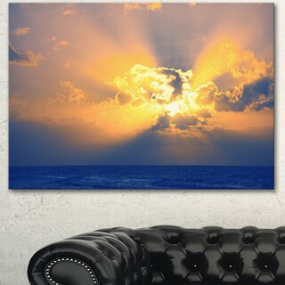 Designart "Scenic Yellow Sunset in Ocean" Oversized Landscape Canvas ...