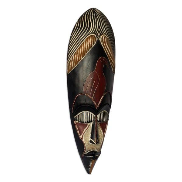 Handmade Rubberwood 'Hausa Spiritual Protector' African Mask (Ghana ...