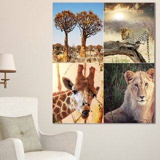 Designart "African Safari Wildlife Collage " African Landscape Art ...