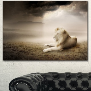 Designart "King of Animals At Sunset" Large Animal Art on Canvas - Bed ...