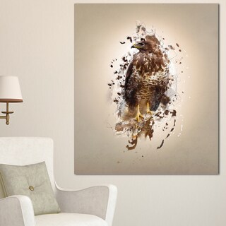 Designart "Abstract Falcon on Branch" Large Animal Art on Canvas - Bed ...