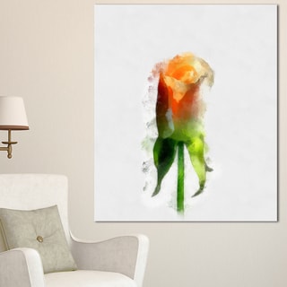 Designart "Yellow Rose with Steam Drawing" Flower Artwork Print on ...