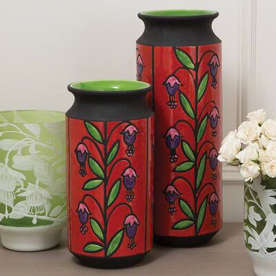 Emma's Fuchsia Ceramic Vase - Overstock - 13140555