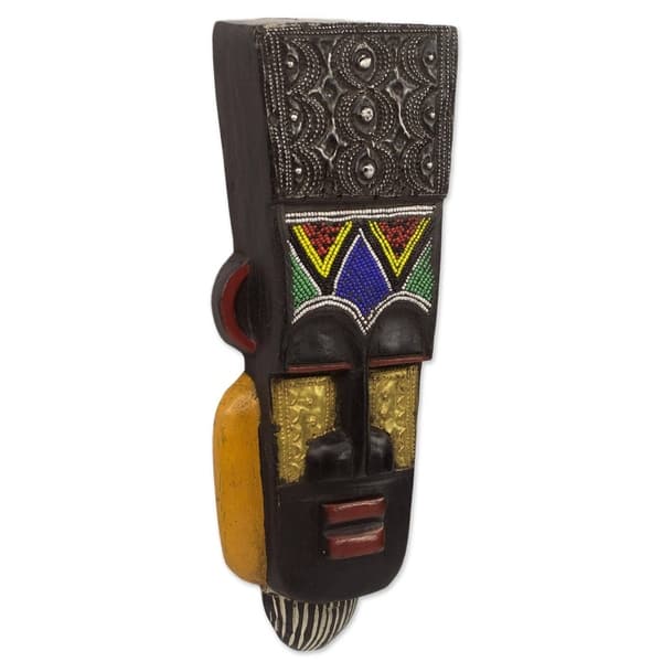 Handmade Obi African Wood Mask (West Africa) - Bed Bath & Beyond - 13150256