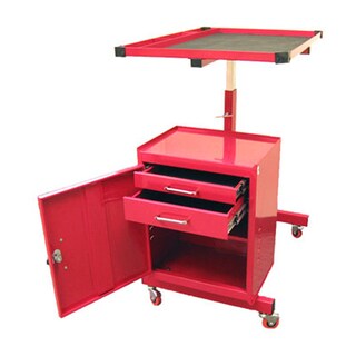 ExcelHardware Red Metal 2-drawer Adjustable Height Rolling Tool Storage ...