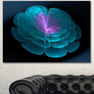 Designart "Abstract Blue Floral Fractal Background" Extra Large Floral ...