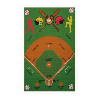 Fun Rugs Home Indoor/ Outdoor Baseball Field Rug - Multi - 3'3" x 4'10 ...