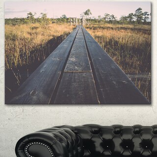 Designart "Wood Footpath on the Bog in Fall" Large Landscape Canvas Art ...
