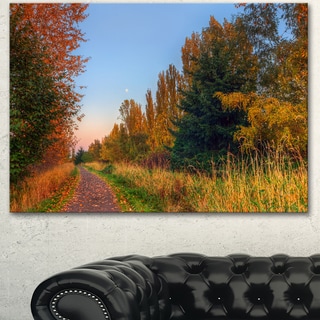 Designart "Road Through Fall Forest" Extra Large Landscape Art Canvas ...