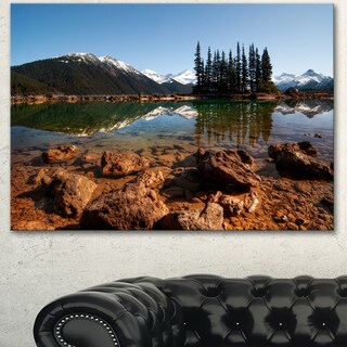 Designart "Beautiful Clear Lake with Pine Trees" Extra Large Landscape ...