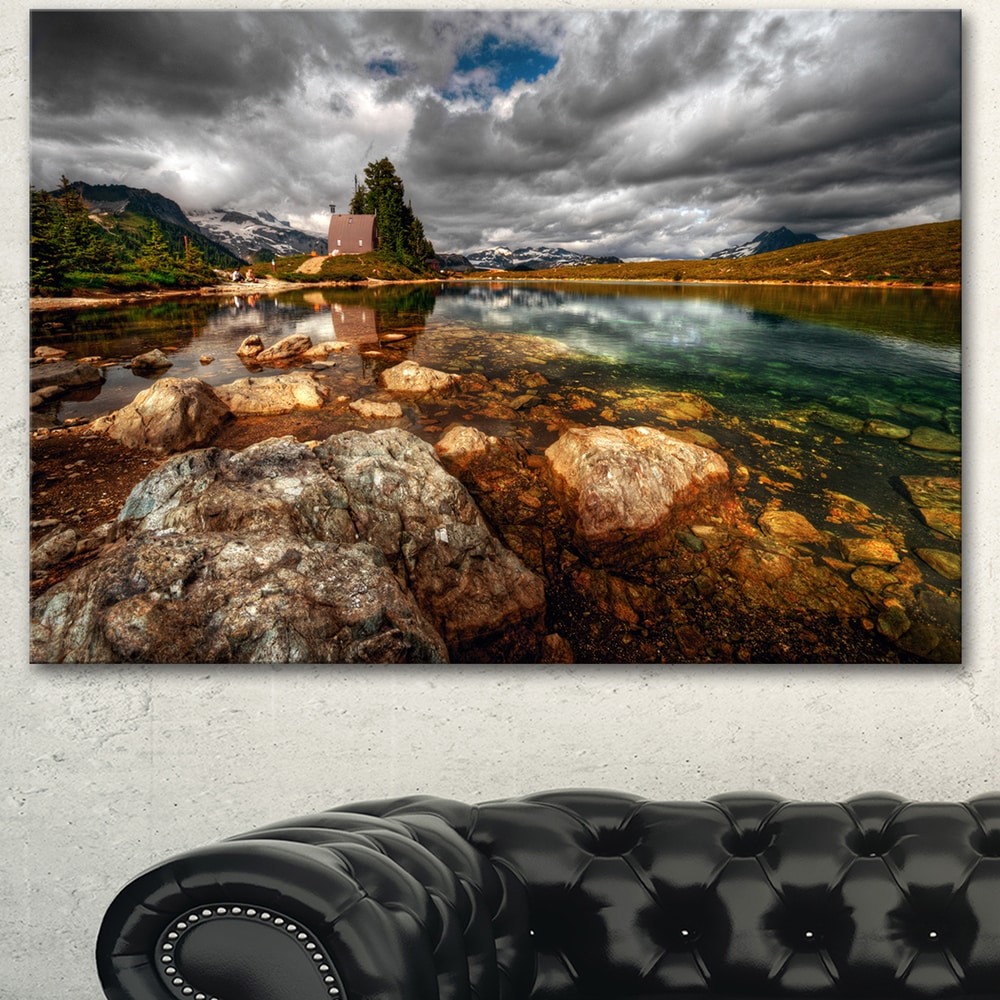 Wide Lake Trees Sky Landscape - Landscape Artwork Print on Canvas - Bed ...